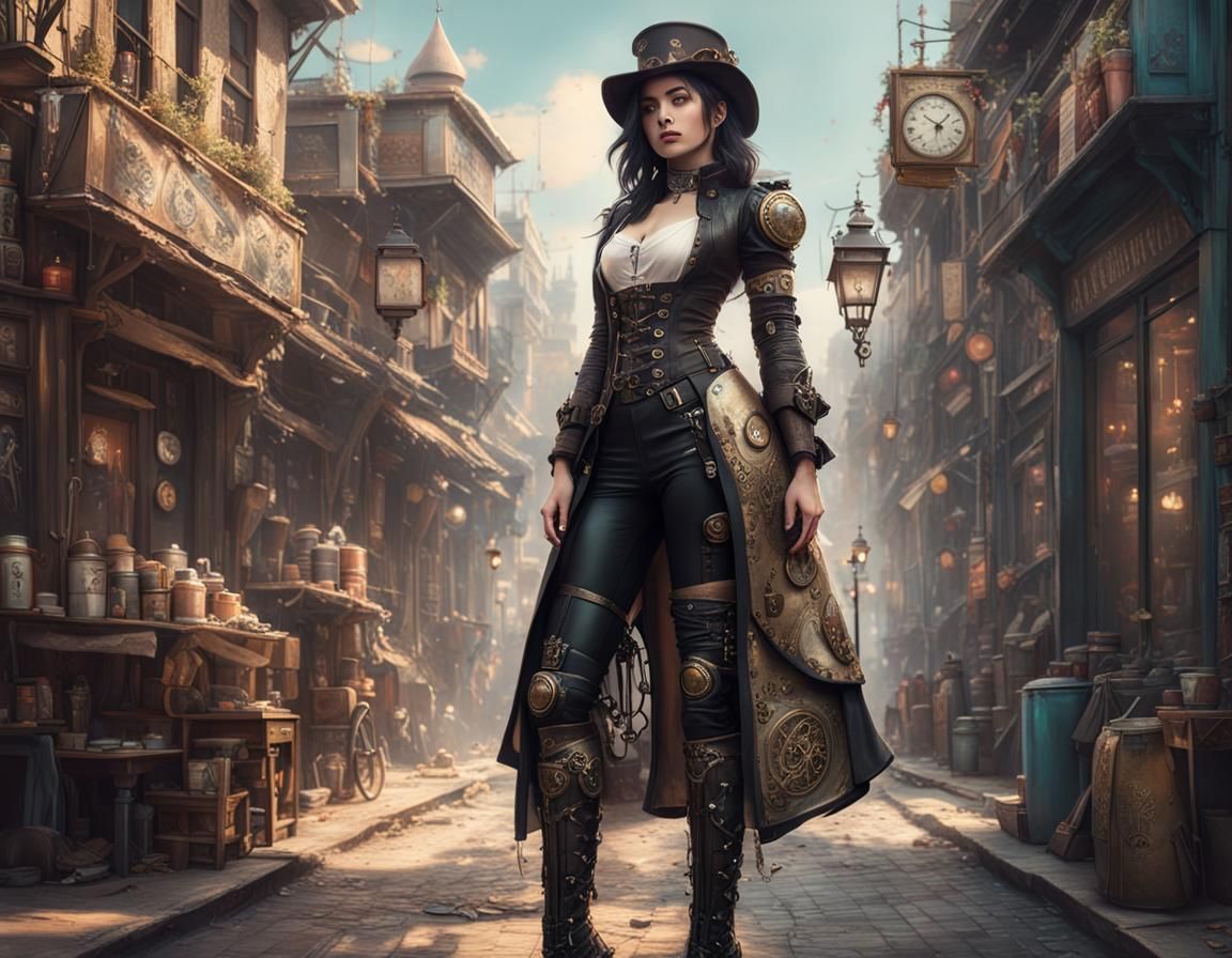 cute steampunk girl - AI Generated Artwork - NightCafe Creator