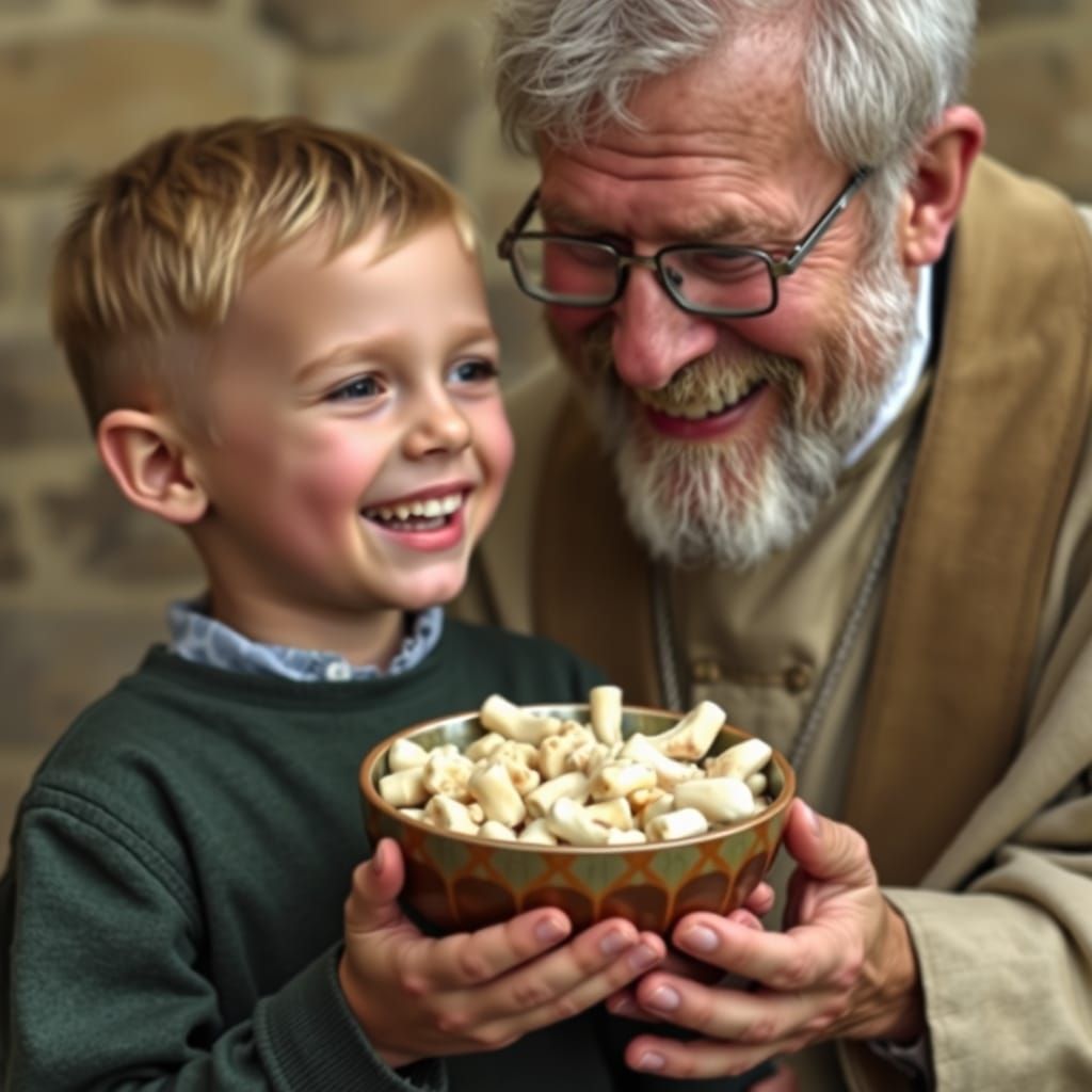 Boy Offers Teeth to Vicar with Perfect Smile - AI Art