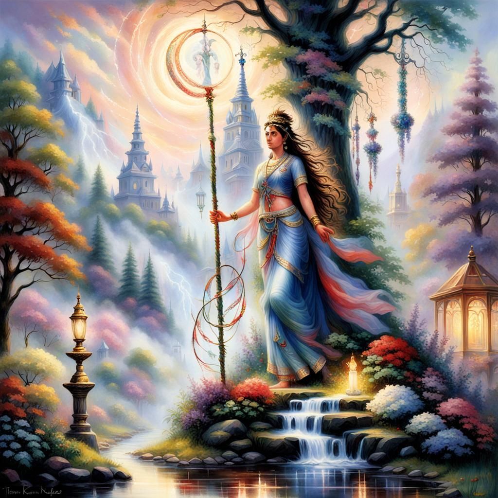 Ardhanarishvara next to a maypole - AI Generated Artwork - NightCafe ...