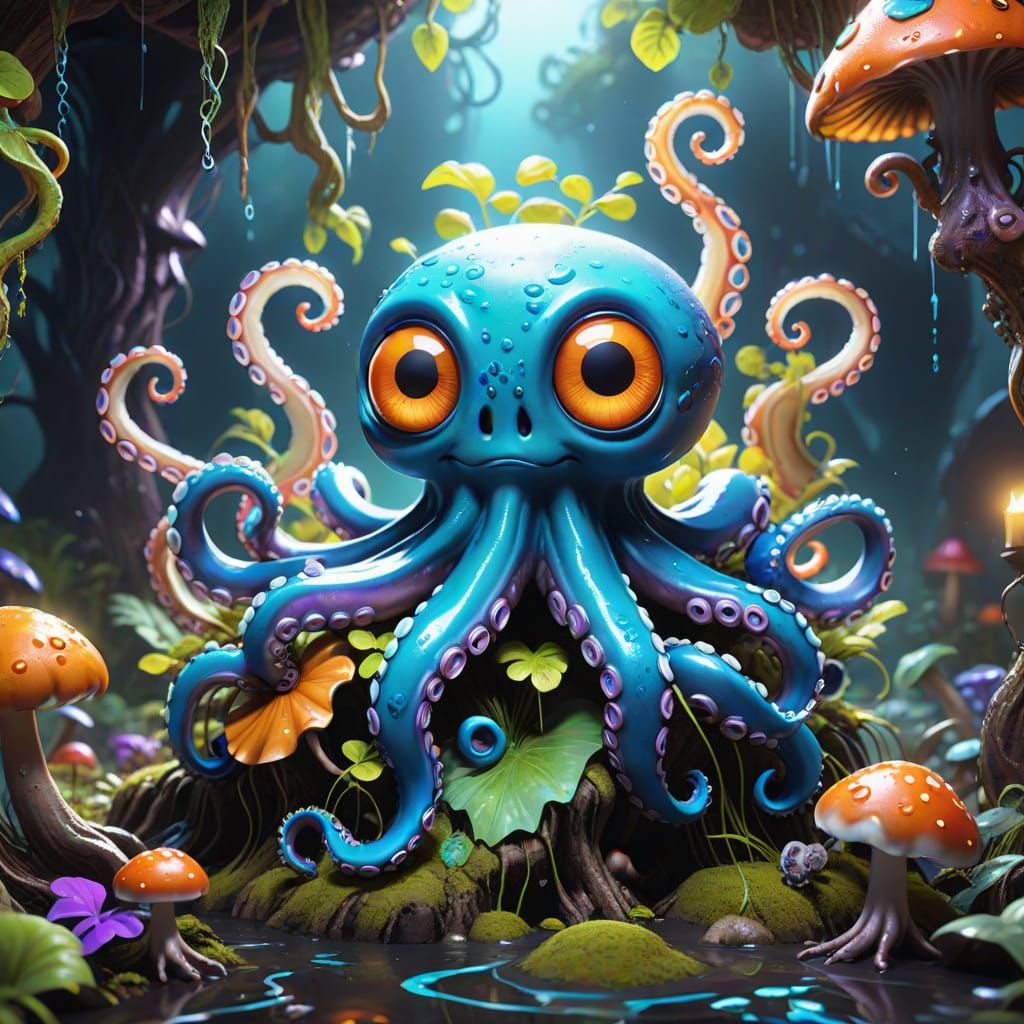 Enchanting Fae Creature in Vibrant, Surreal Landsc... - AI Art