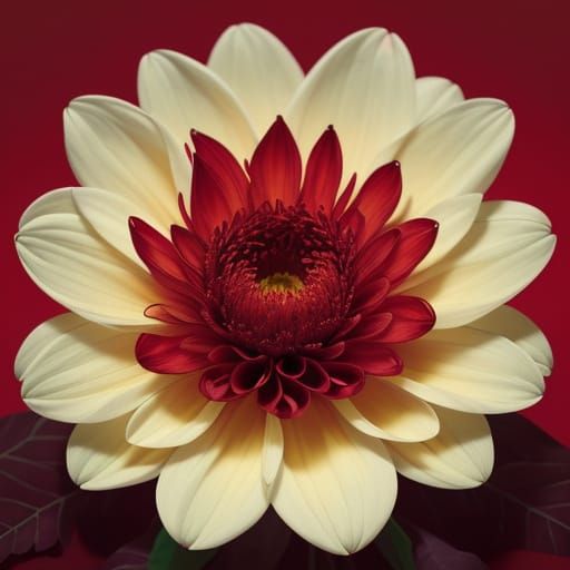 Hyperrealistic Red Dahlia in a Gradient Red Backgr... - AI Art
