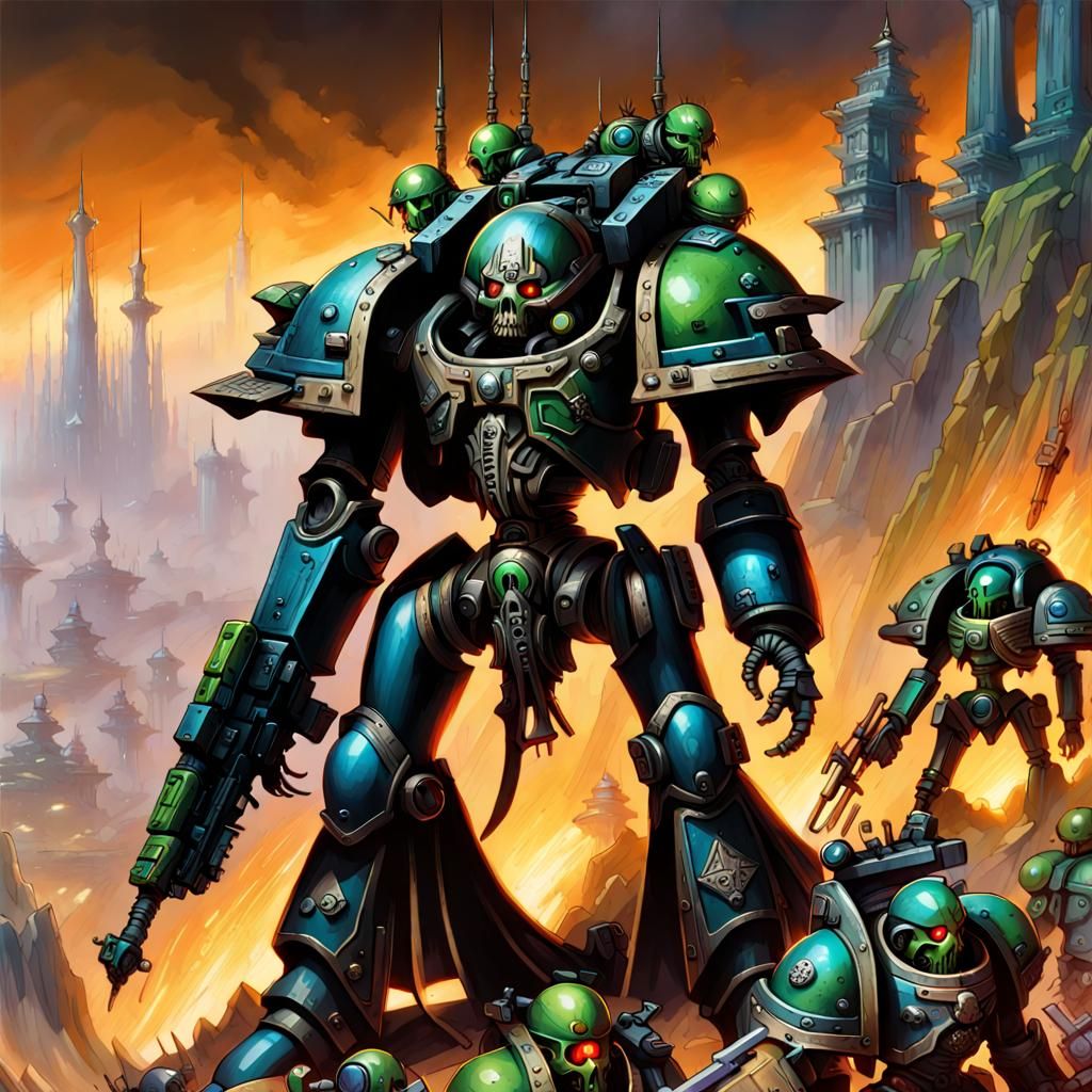 Warhammer 40k Necrons, the C’Tan and the Old Ones , on top of a hill of ...