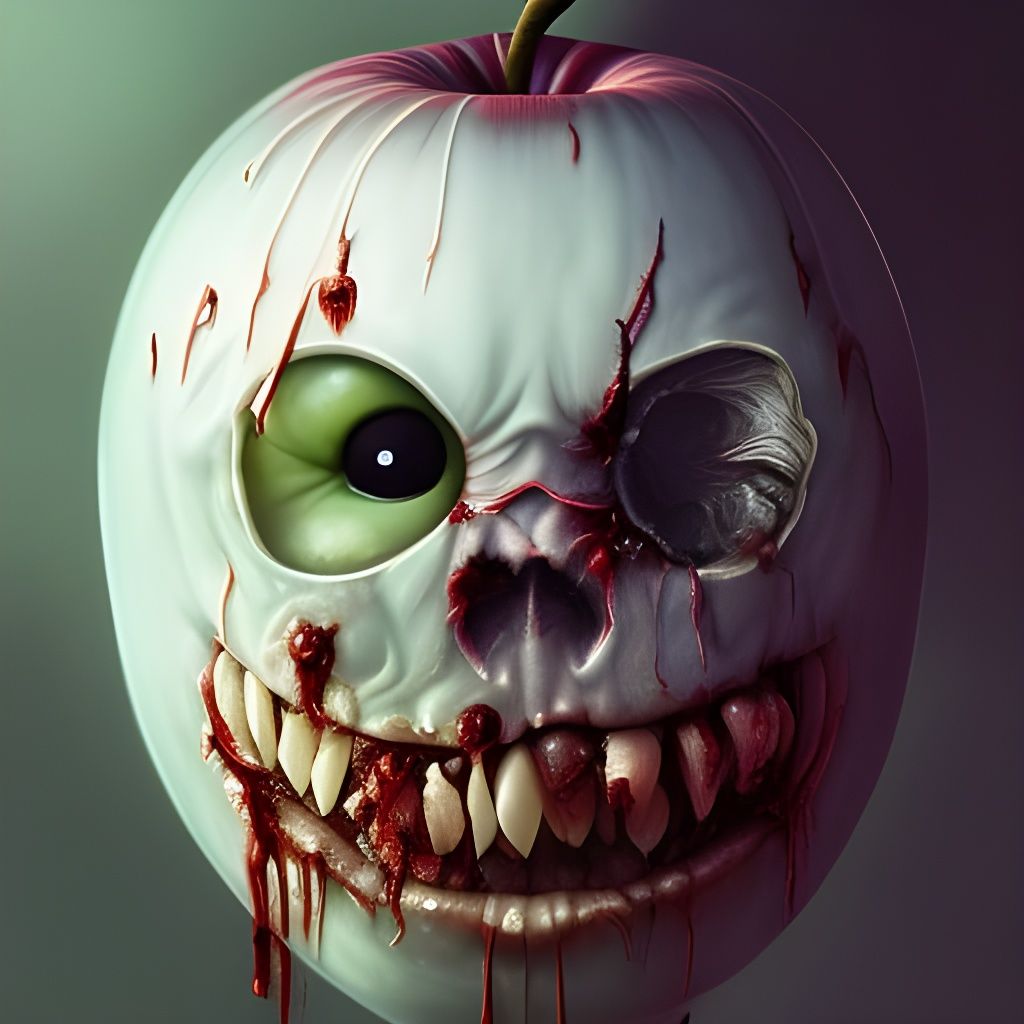 Zombie apple. You ate them, now they eat back... - AI Generated Artwork ...