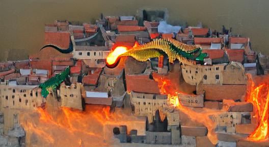 Dragon burning a medieval city : r/nightcafe