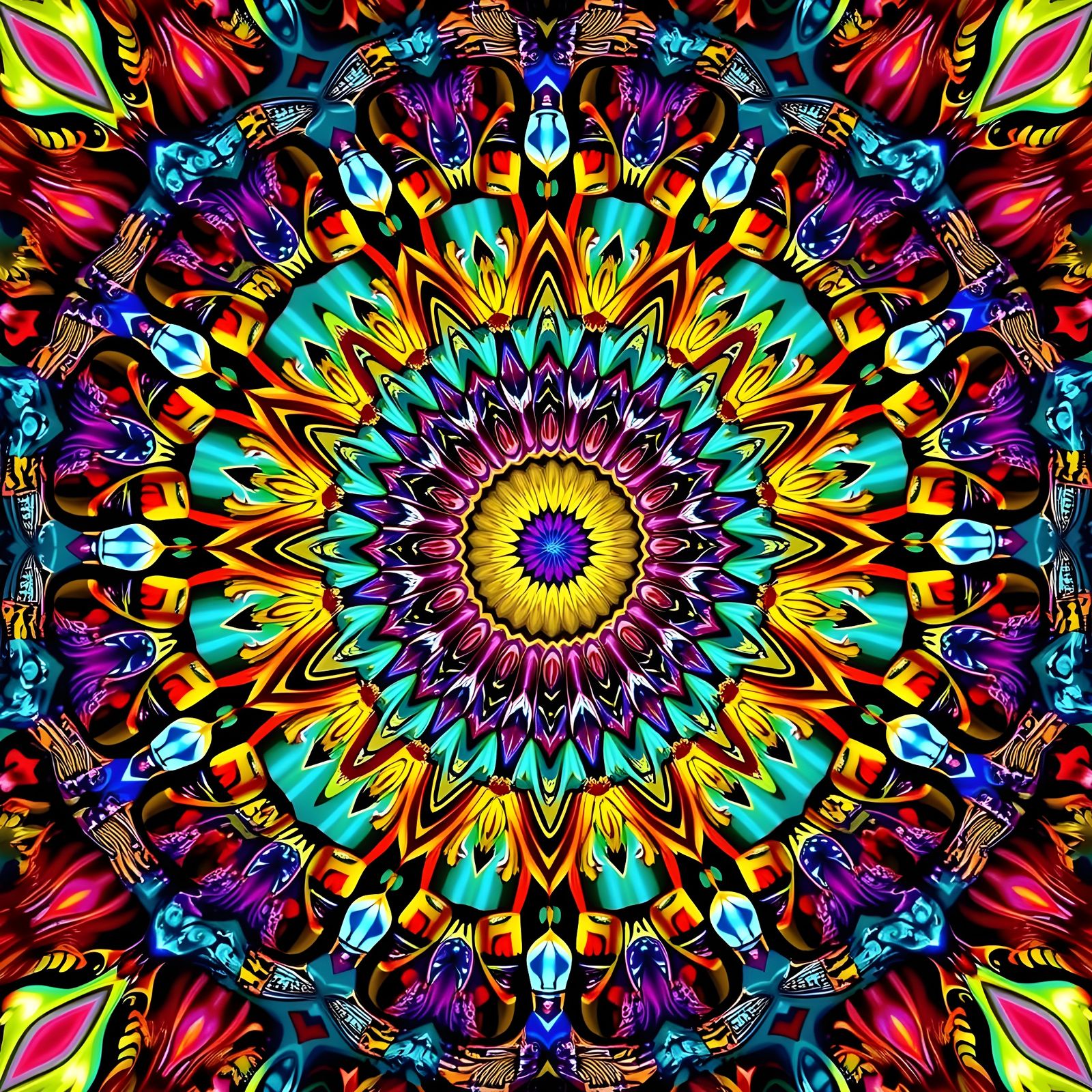 Impressive and complex optical illusion picture that has magic eye mandala