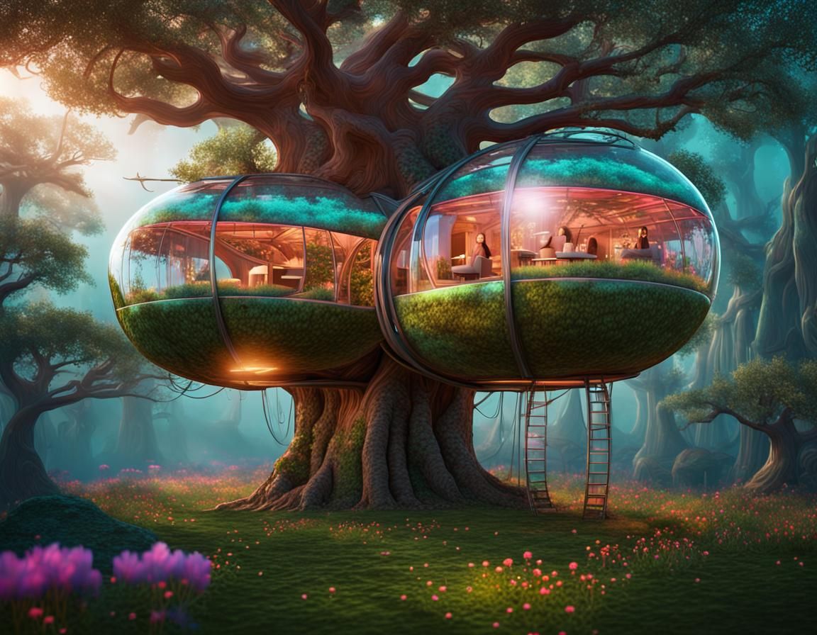 greenhouse inside a treehouse - AI Generated Artwork - NightCafe Creator