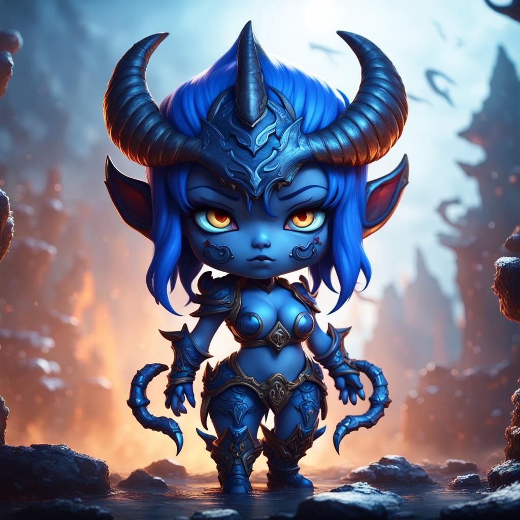 Chibi blue she demon - AI Generated Artwork - NightCafe Creator