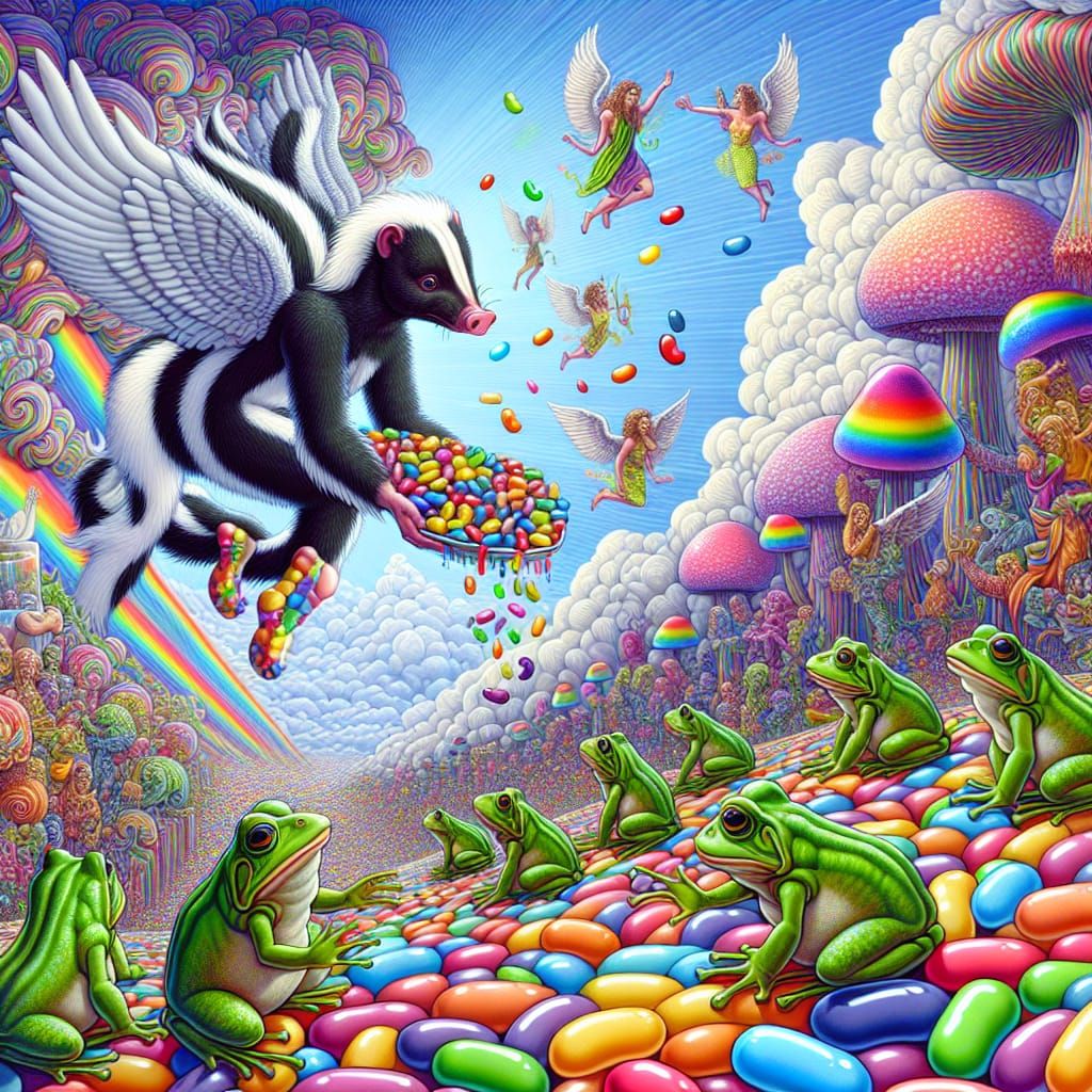 Skunk Angel Brings Jelly Beans To The Frogs - AI Generated Artwork ...