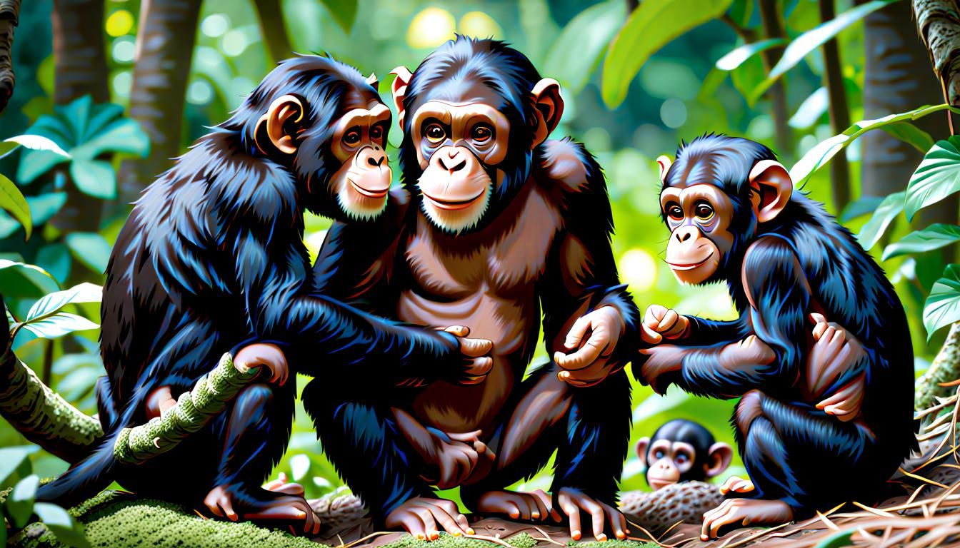 Mutant Chimpanzees Playing with Juvenile Siblings - AI Generated ...