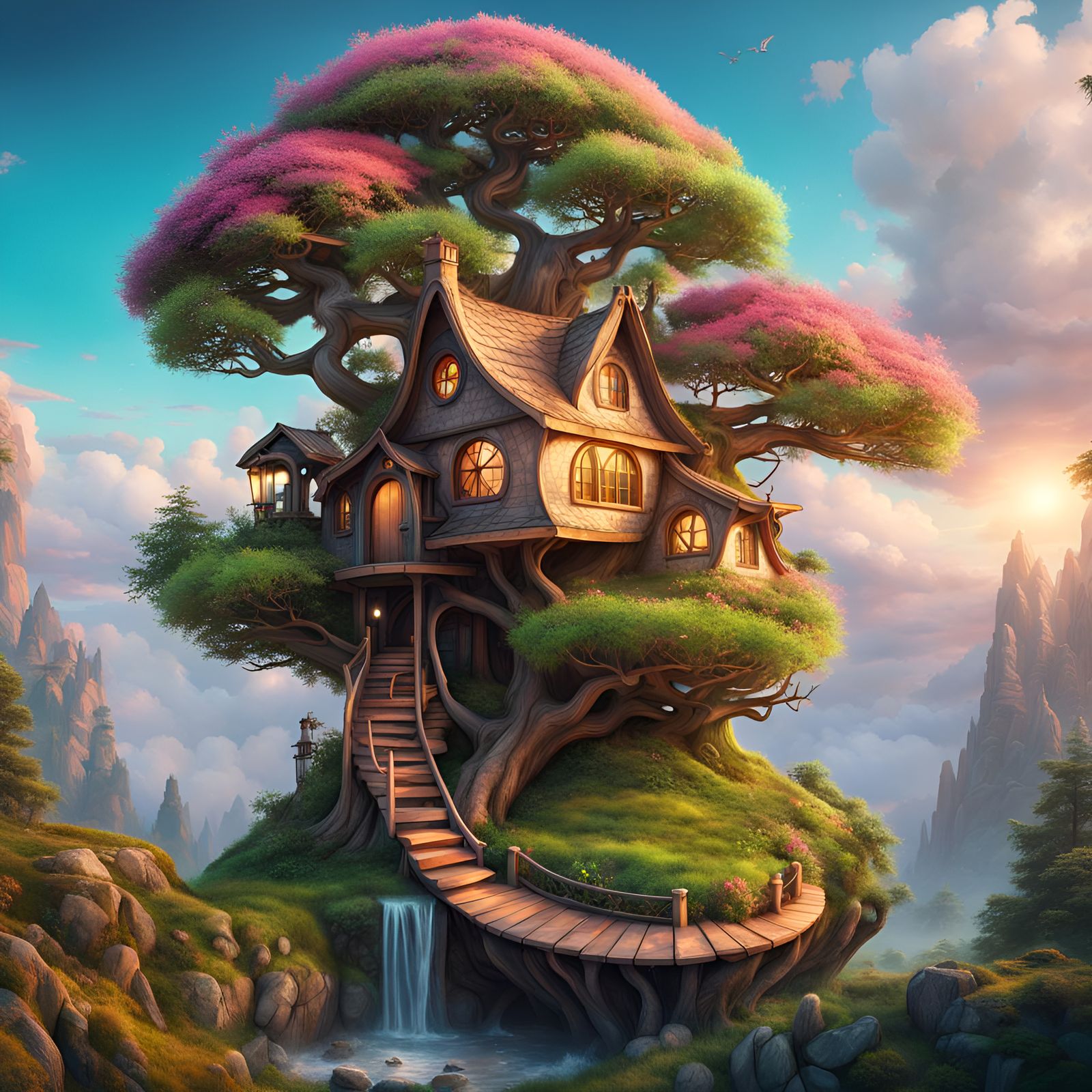 Dream Treehouse - AI Generated Artwork - NightCafe Creator