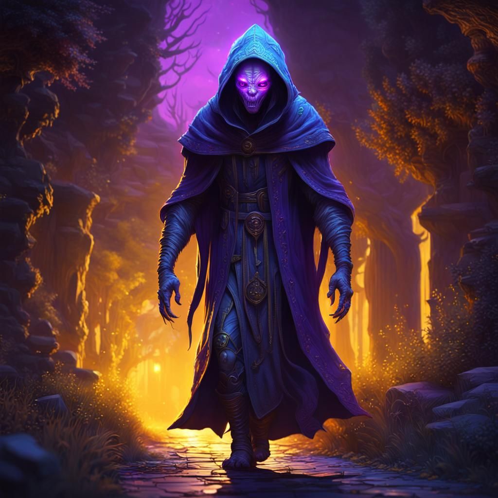 Hooded Alien - night walk - AI Generated Artwork - NightCafe Creator