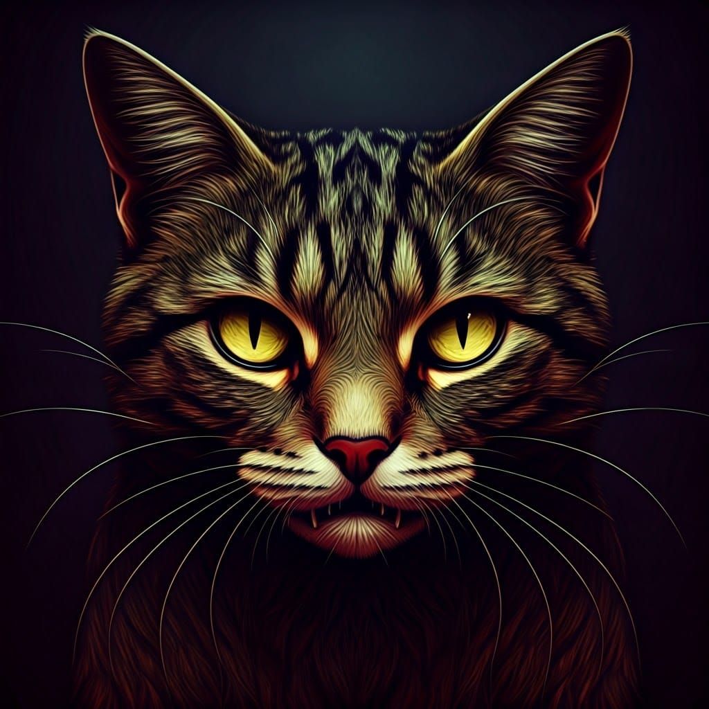 Fractal Creepypasta Cat in Zentangle ASCII Art - AI Art