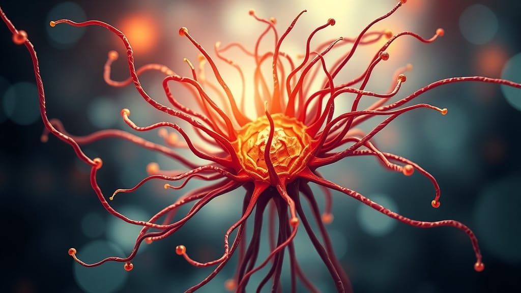 Strange Cell Growth - Vibrant Cellular Bloom in Ethereal Lig...