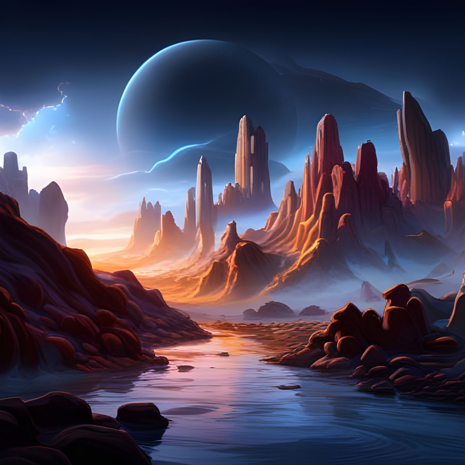 Landscape on another planet - AI Generated Artwork - NightCafe Creator