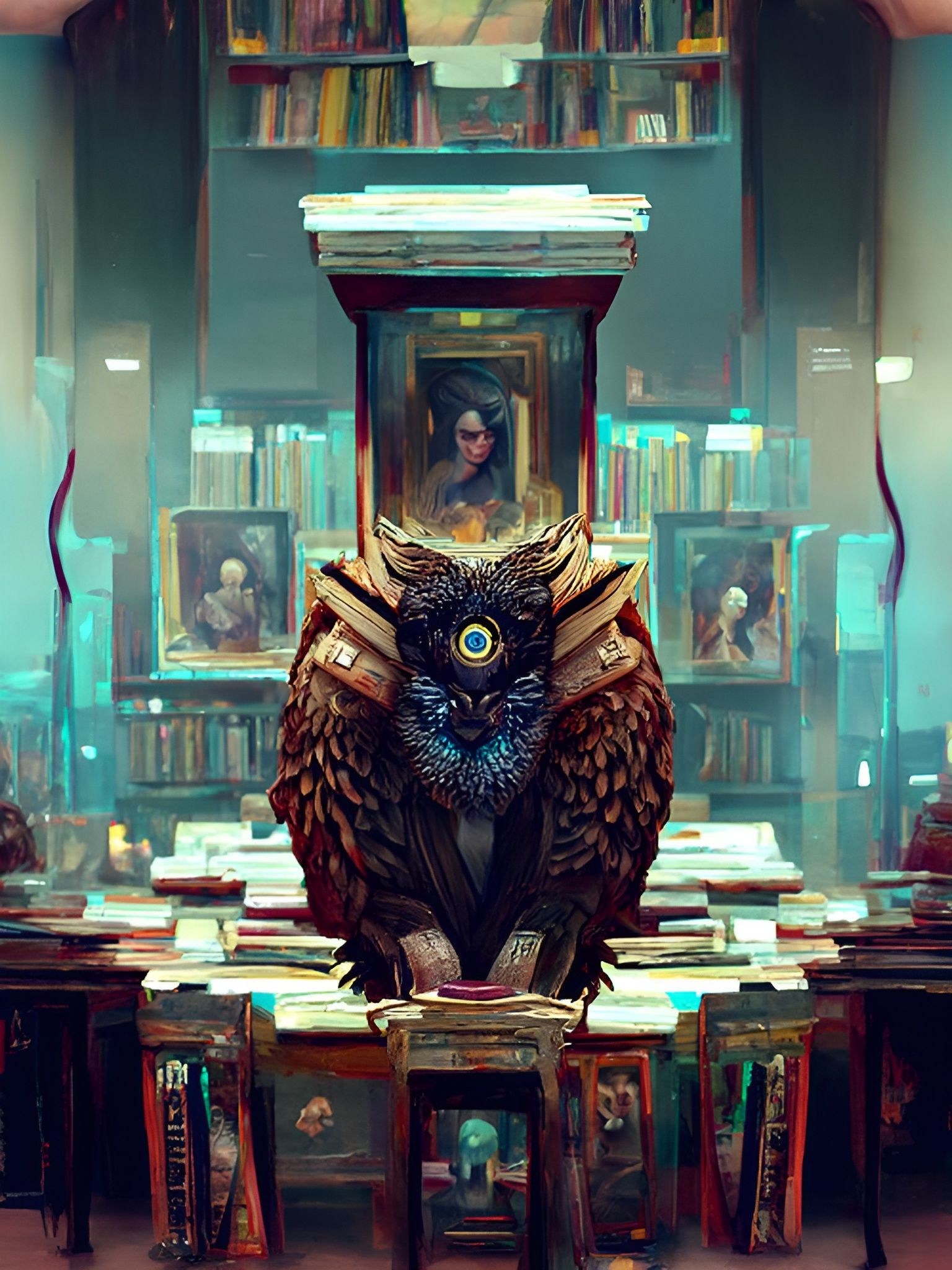 "Owl Librarian" by Greg Rutkowski, Ross Tran, Bastien Lecouffe Deharme ...