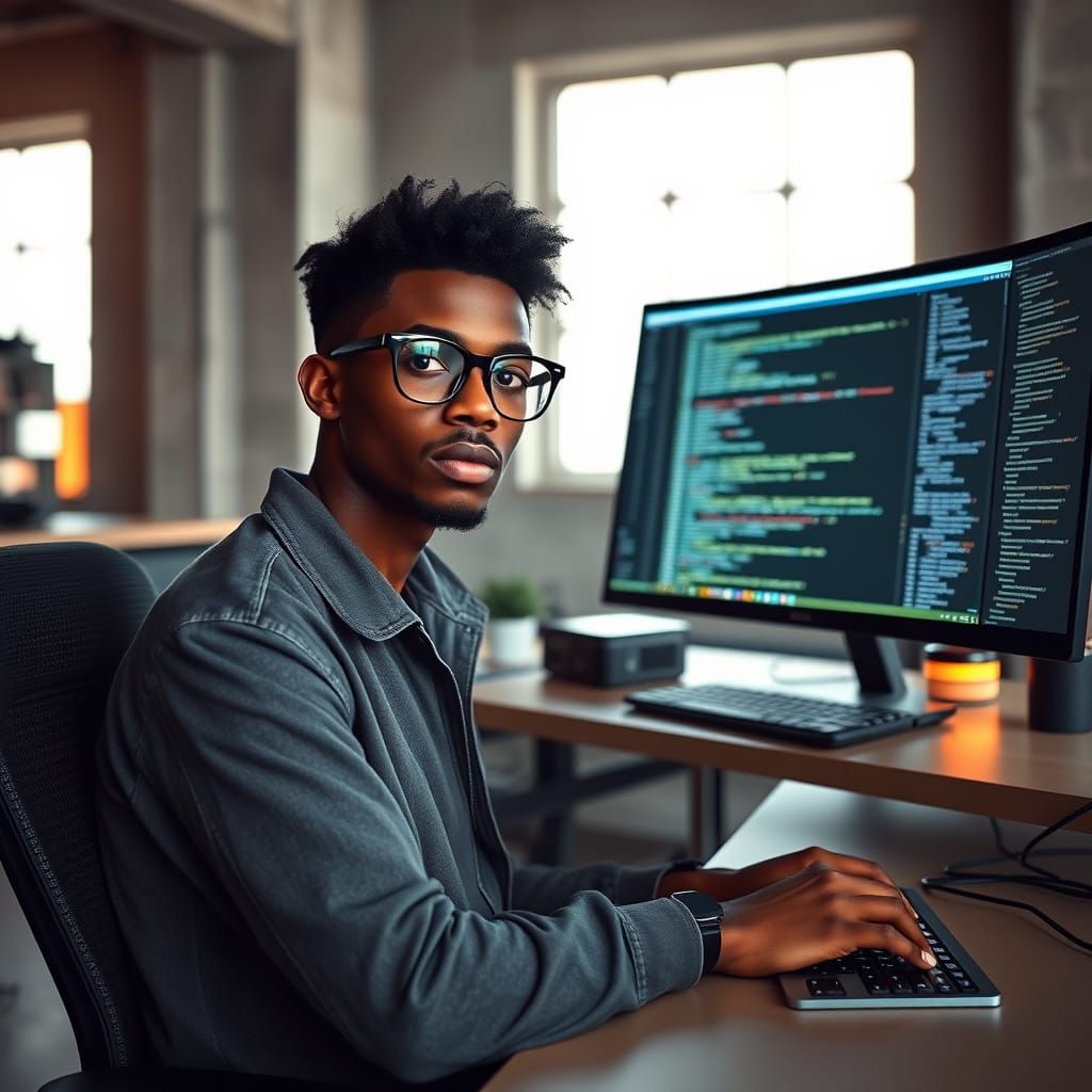 black web designer - Cyberpunk Web Designer in Futuristic Of...