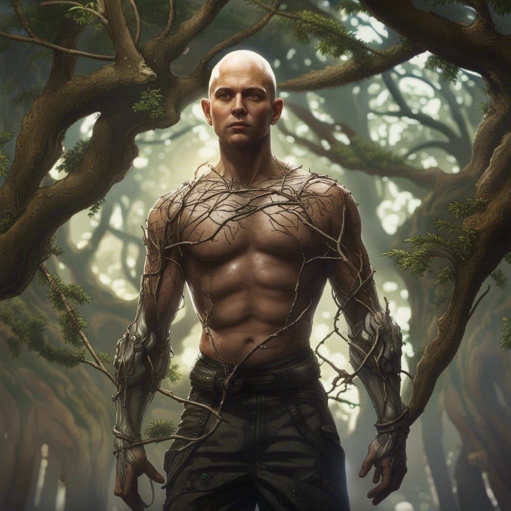 man entangled in tree branches - AI Generated Artwork - NightCafe Creator