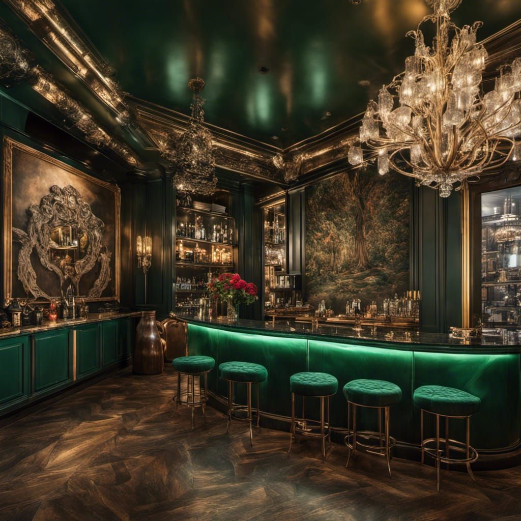 Royal green cocktail bar - AI Generated Artwork - NightCafe Creator
