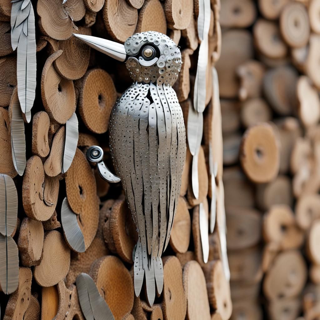 Sculpted entirely from metal washers, this unique woodpecker art ...