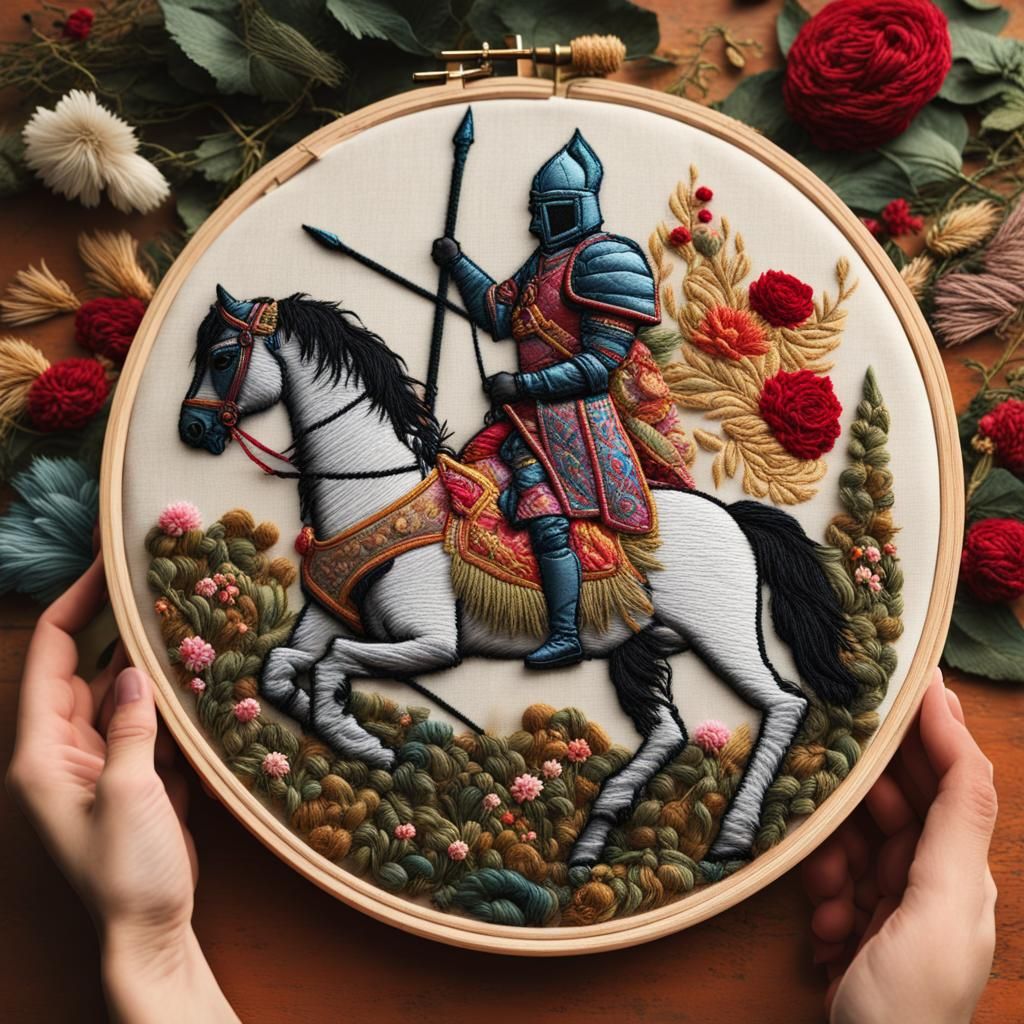 Embroidery Knight - AI Generated Artwork - NightCafe Creator