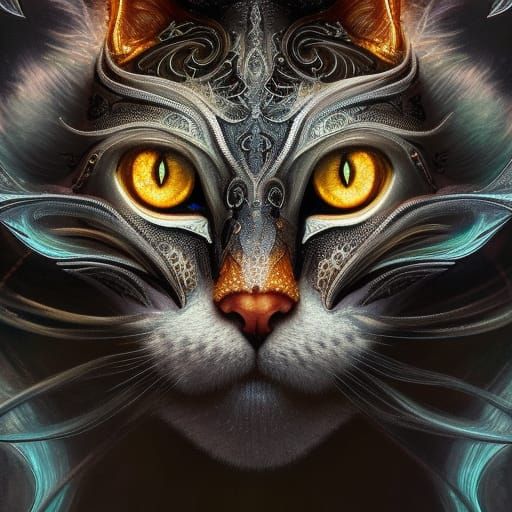 Warrior Cat with Filagree Armor - AI Generated Artwork - NightCafe Creator