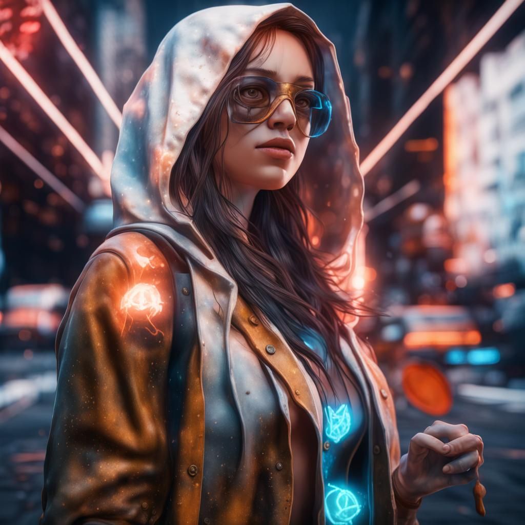 Lost in the Neon City - AI Generated Artwork - NightCafe Creator