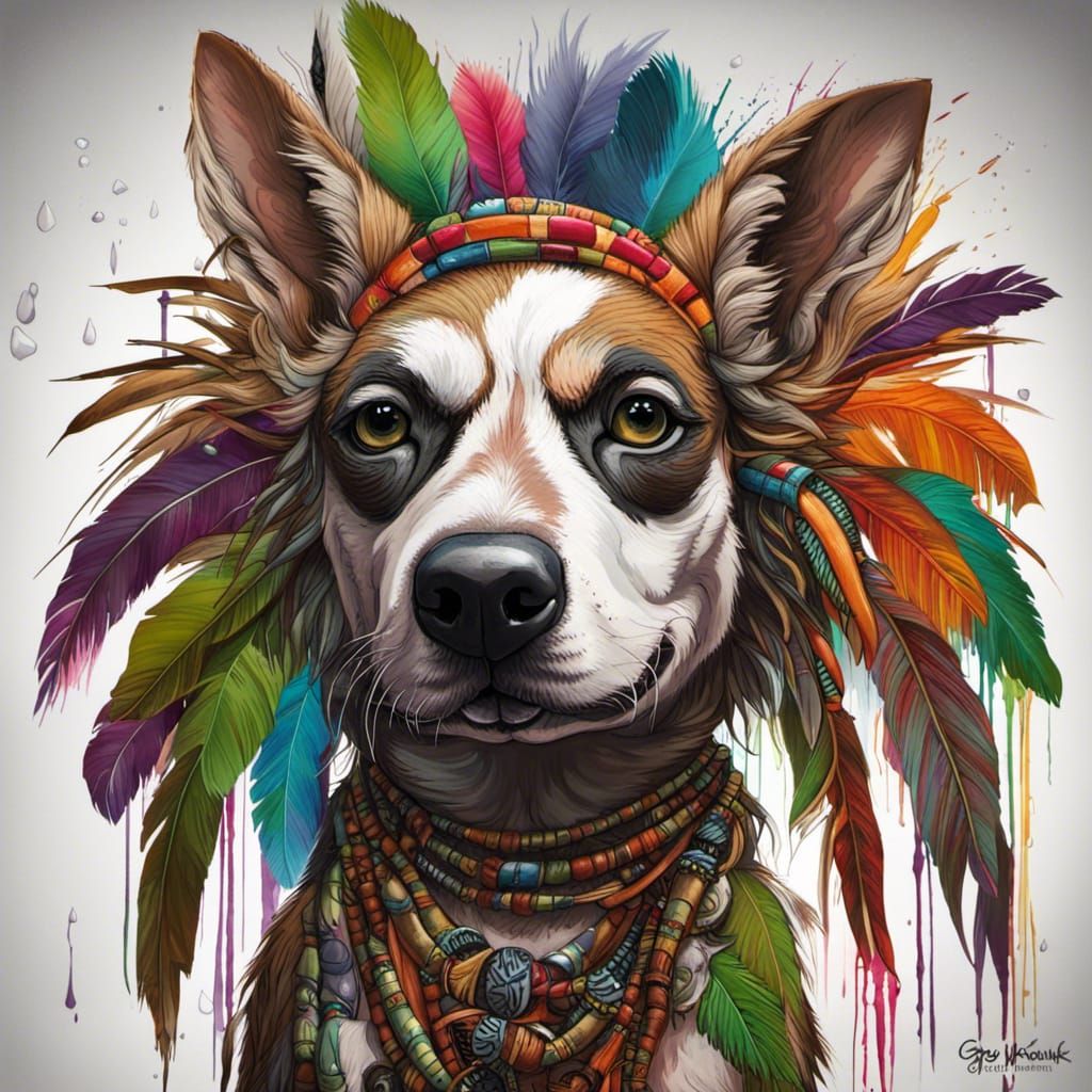 punk tribal wombo dog - AI Generated Artwork - NightCafe Creator