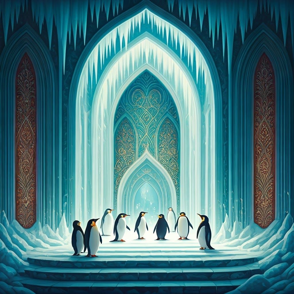 Penguins in there penguin palace - Penguins in Majestic Icy...