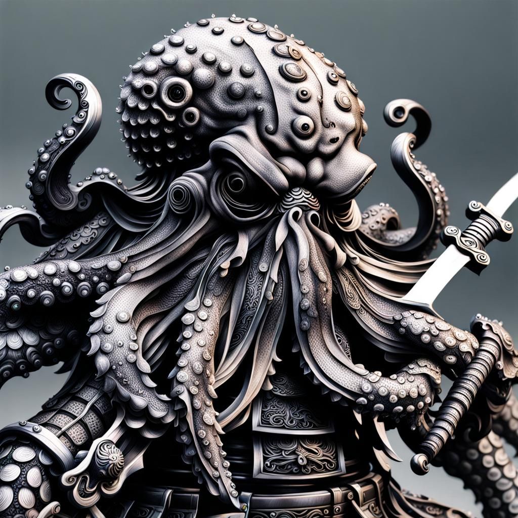 Samurai octopus, holding swords, hyperdetailed, hyper realistic, - AI ...