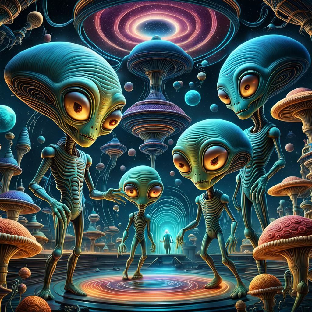Happy Aliens dancing at an outer space nightclub - AI Generated Artwork ...