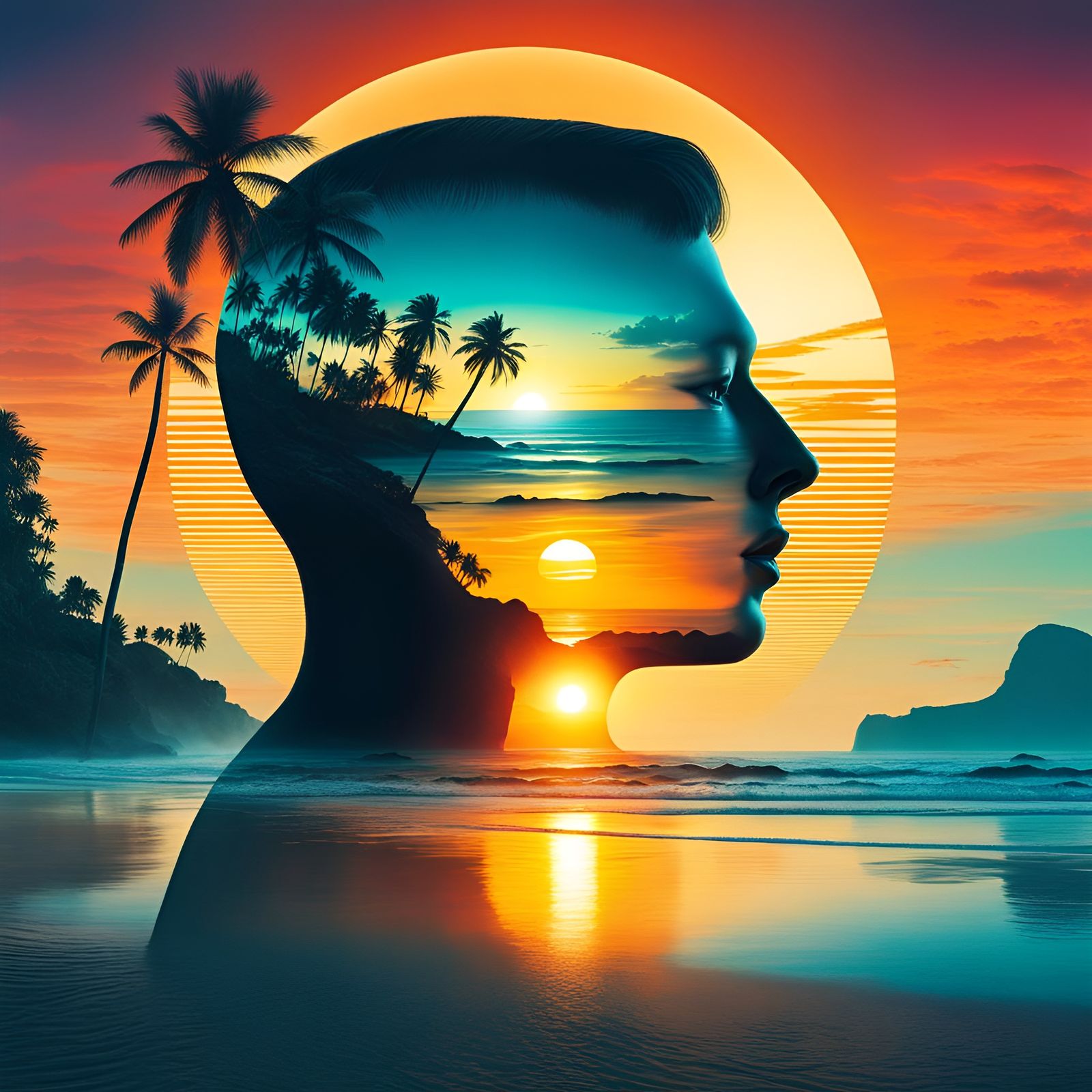 Double Exposure Sunset Sky - AI Generated Artwork - NightCafe Creator