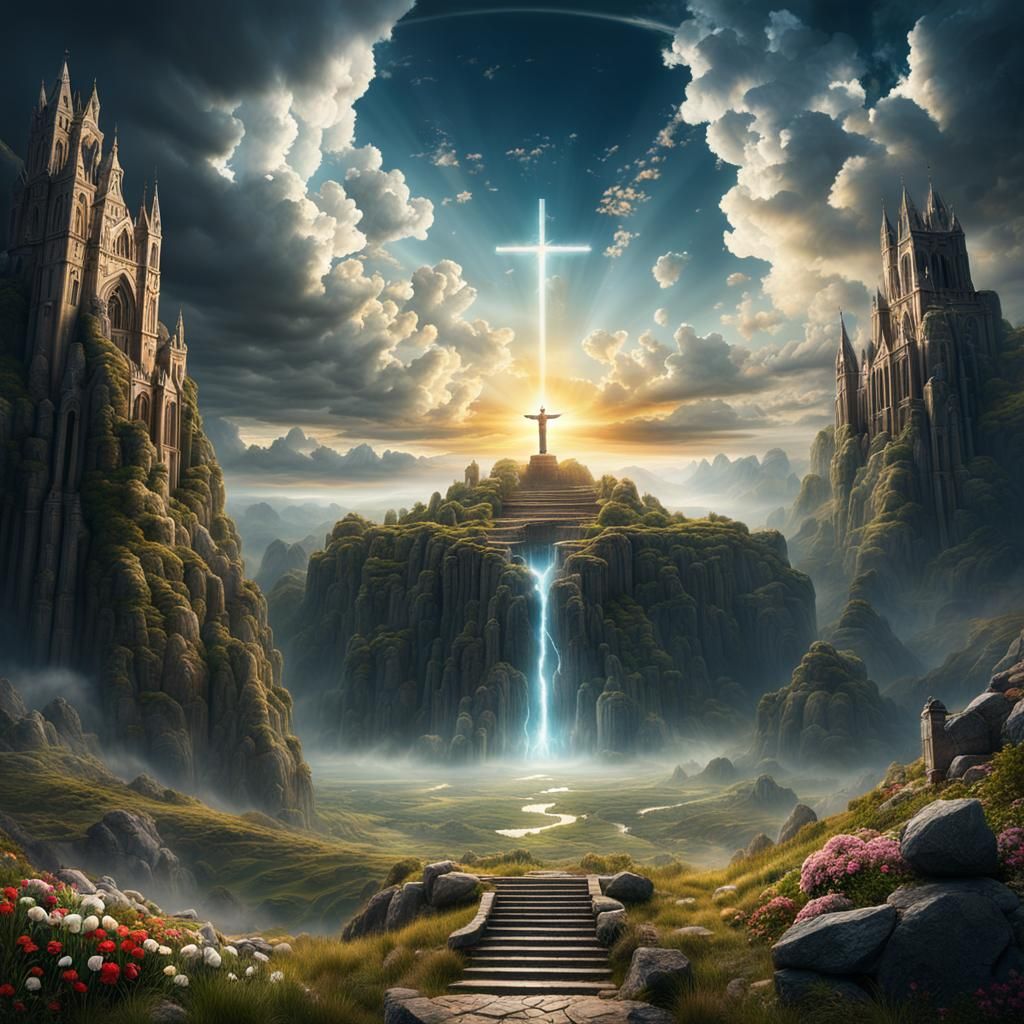 he is risen jesus christ rising to the heavens - AI Generated Artwork ...