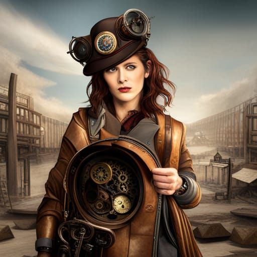 steampunk female time traveler - AI Generated Artwork - NightCafe Creator