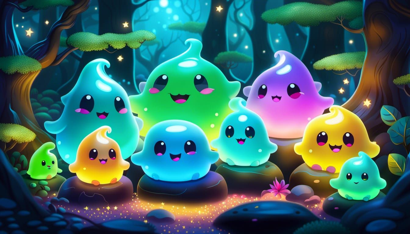 Chubby toddler ghosts taking on their physical slime form during a ...