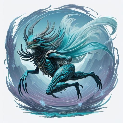 Flea-like jumping crab - Dreamlike Iridescent Crab in Flight