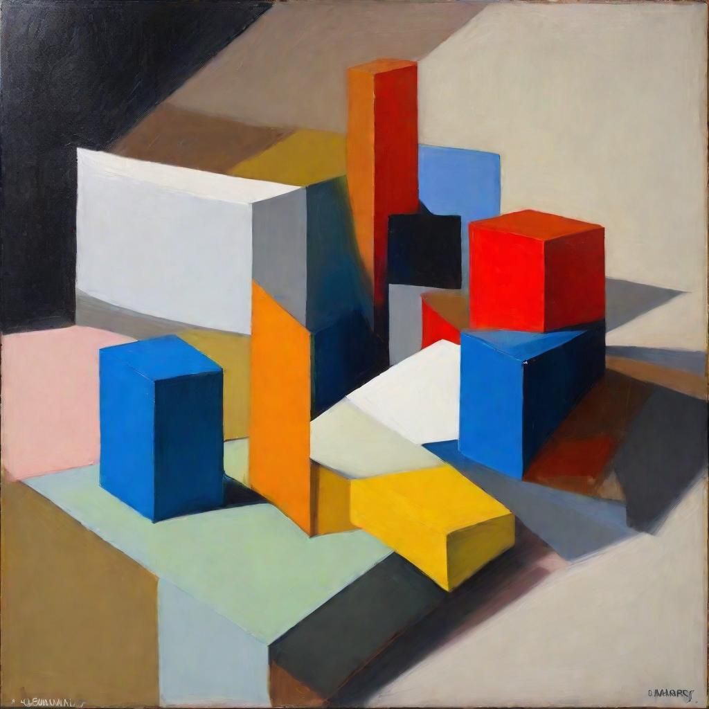 Geometric Oil Painting with Vibrant Quadrilaterals - AI Art