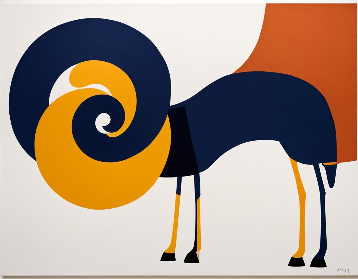 Ram - Abstract Expressionist Ram in Hypermodern Terracotta a...