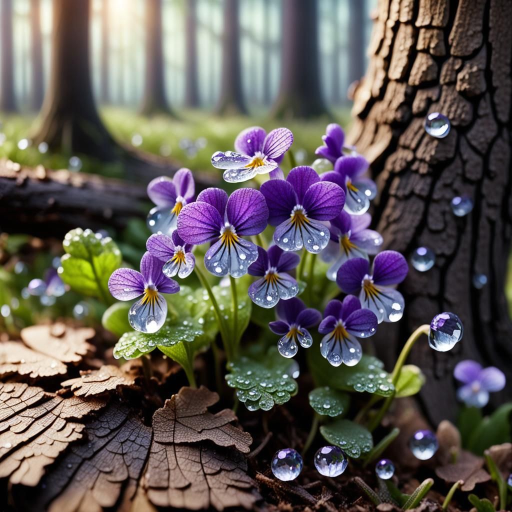 High definition Crystal style dew drops glistening on the petals of a ...