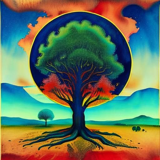 one single tree in the middle of main street - AI Generated Artwork ...