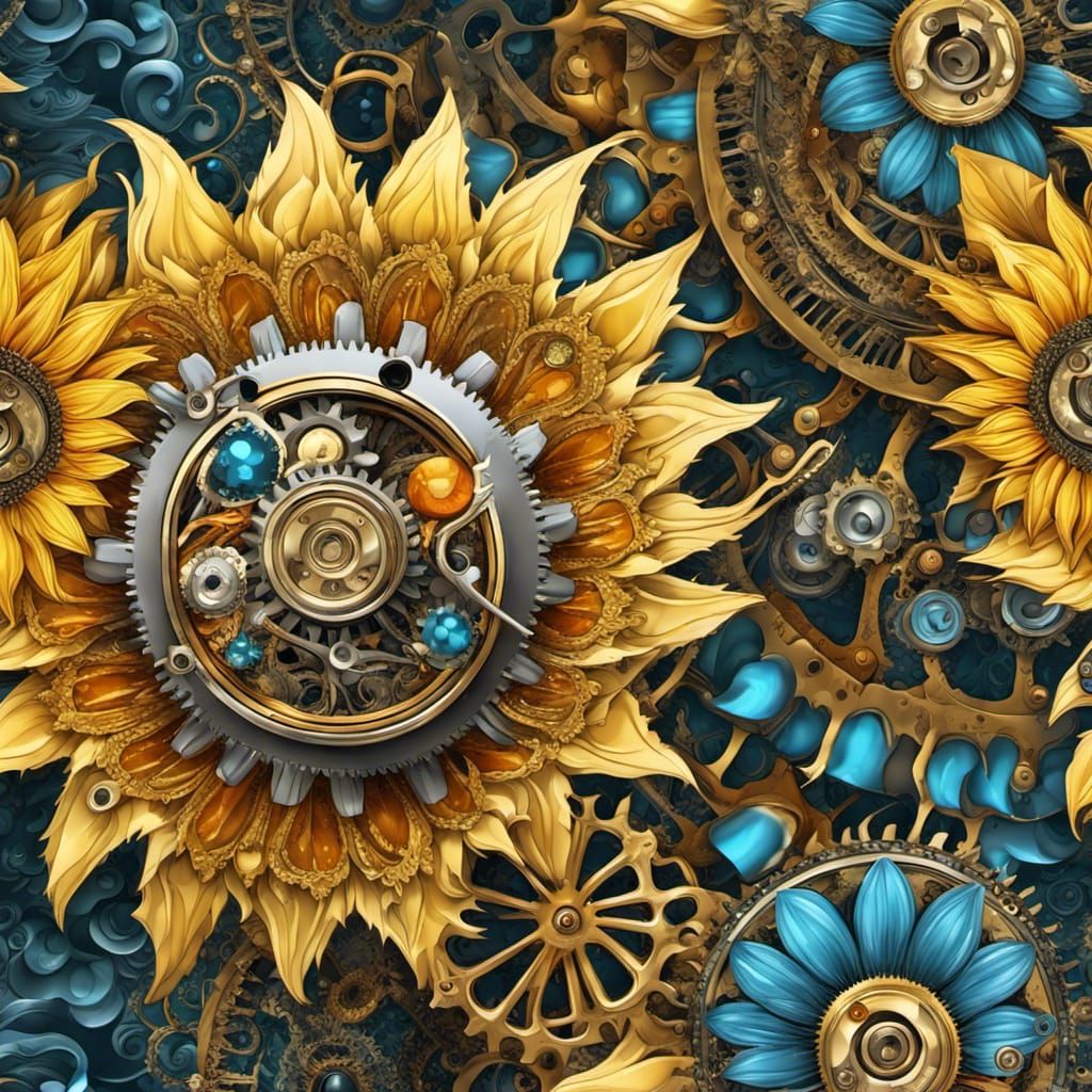 Clockwork Sunflowers (with thanks to Finndo80) - AI Generated Artwork ...