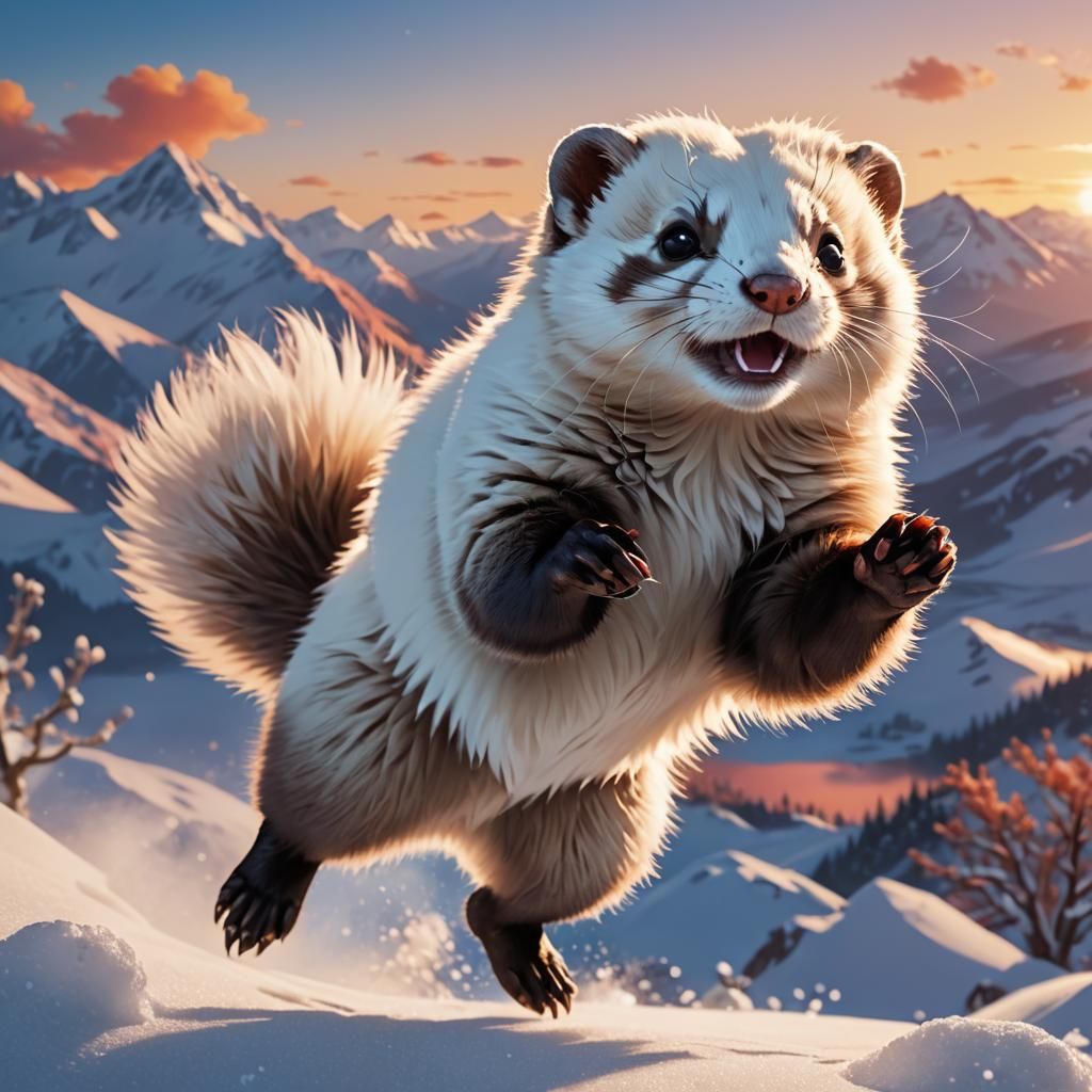 Arctic Ferret on the Run - AI Generated Artwork - NightCafe Creator