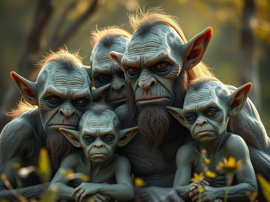 Ogre Family - Serene Ogre Family in a Natural Paradise
