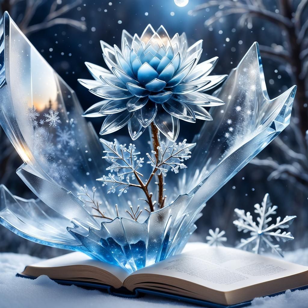 Blue Ice Flower - AI Generated Artwork - NightCafe Creator