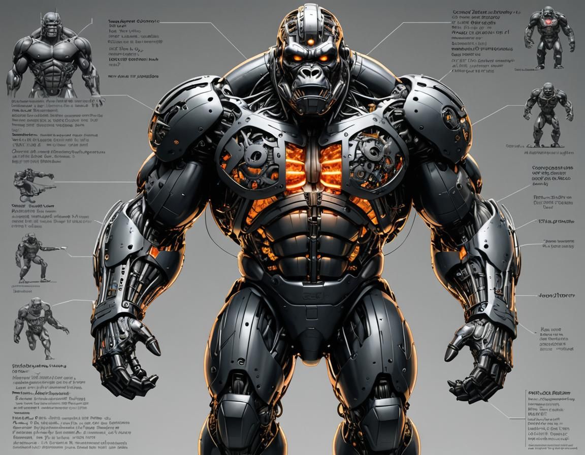 A biologycal anatomy sketch of a kingkong-terminator-cyborg by natgeo ...