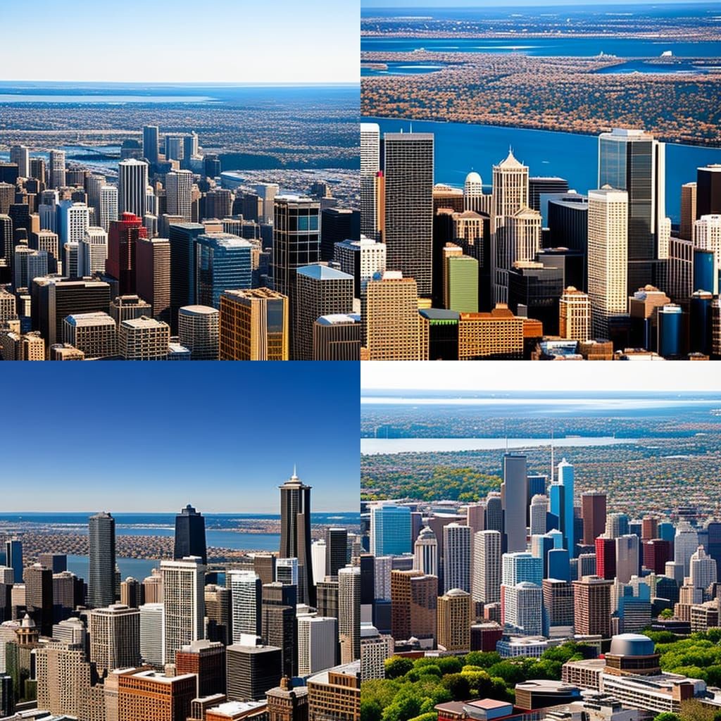 Chicago and Boston and Seattle combined city landscape, Professional ...