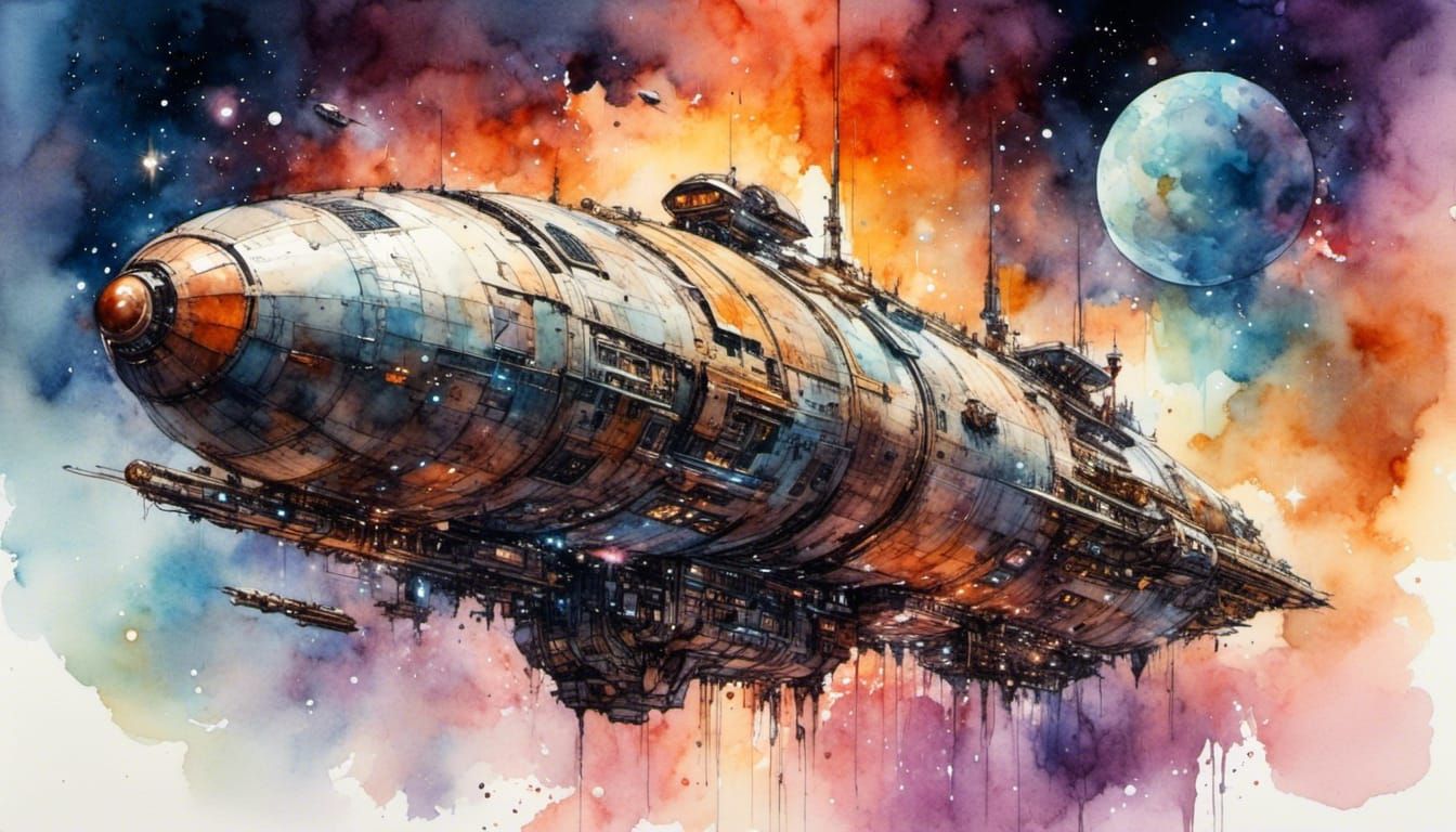 Watercolor Spaceship - AI Generated Artwork - NightCafe Creator