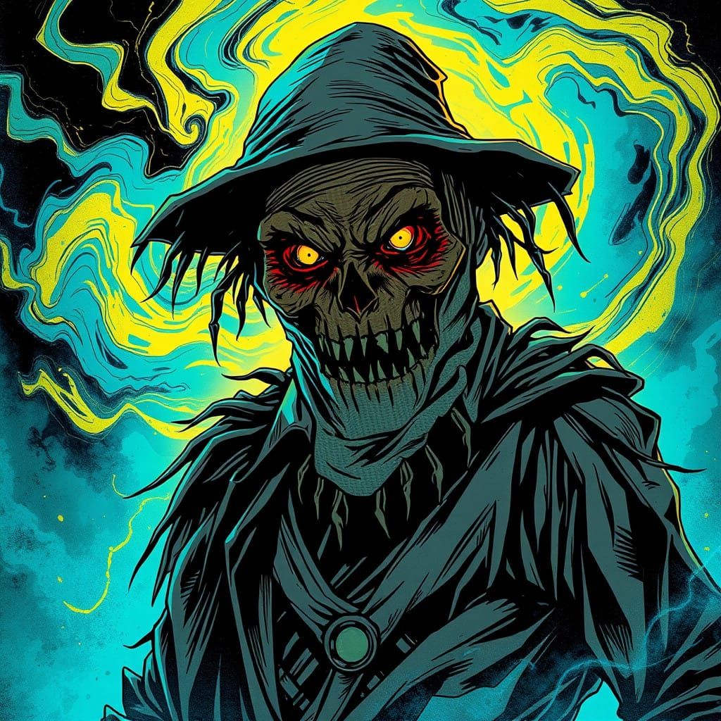 Eerie Scarecrow Figure in a Psychedelic Nightmare ... - AI Art