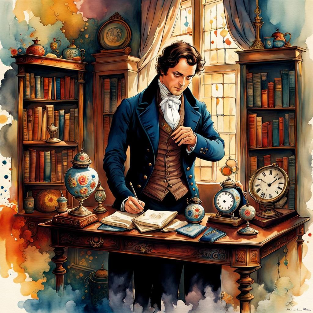 Mr. Darcy writing a letter - AI Generated Artwork - NightCafe Creator