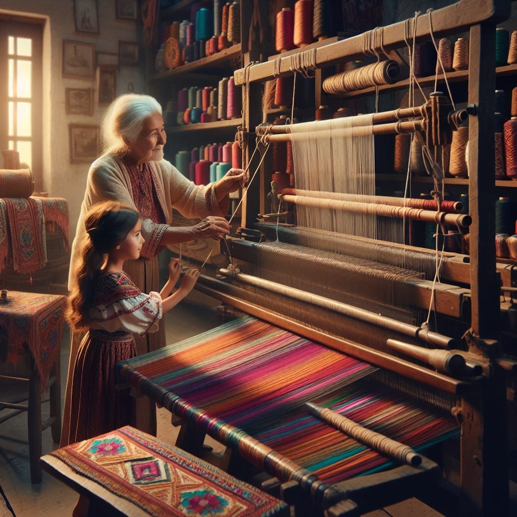 Passing Along the Art of Weaving - AI Generated Artwork - NightCafe Creator
