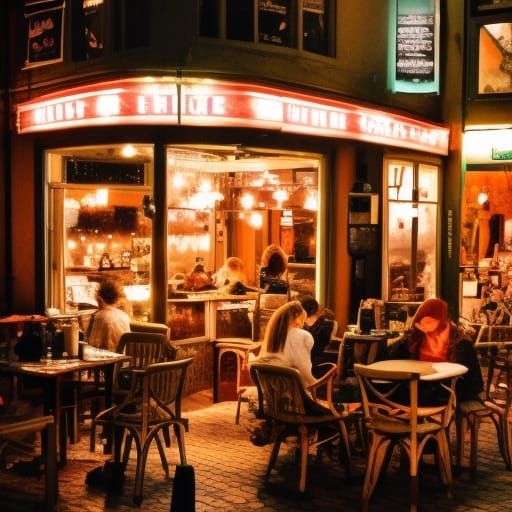 A cozy nightcafe full of life - AI Generated Artwork - NightCafe Creator